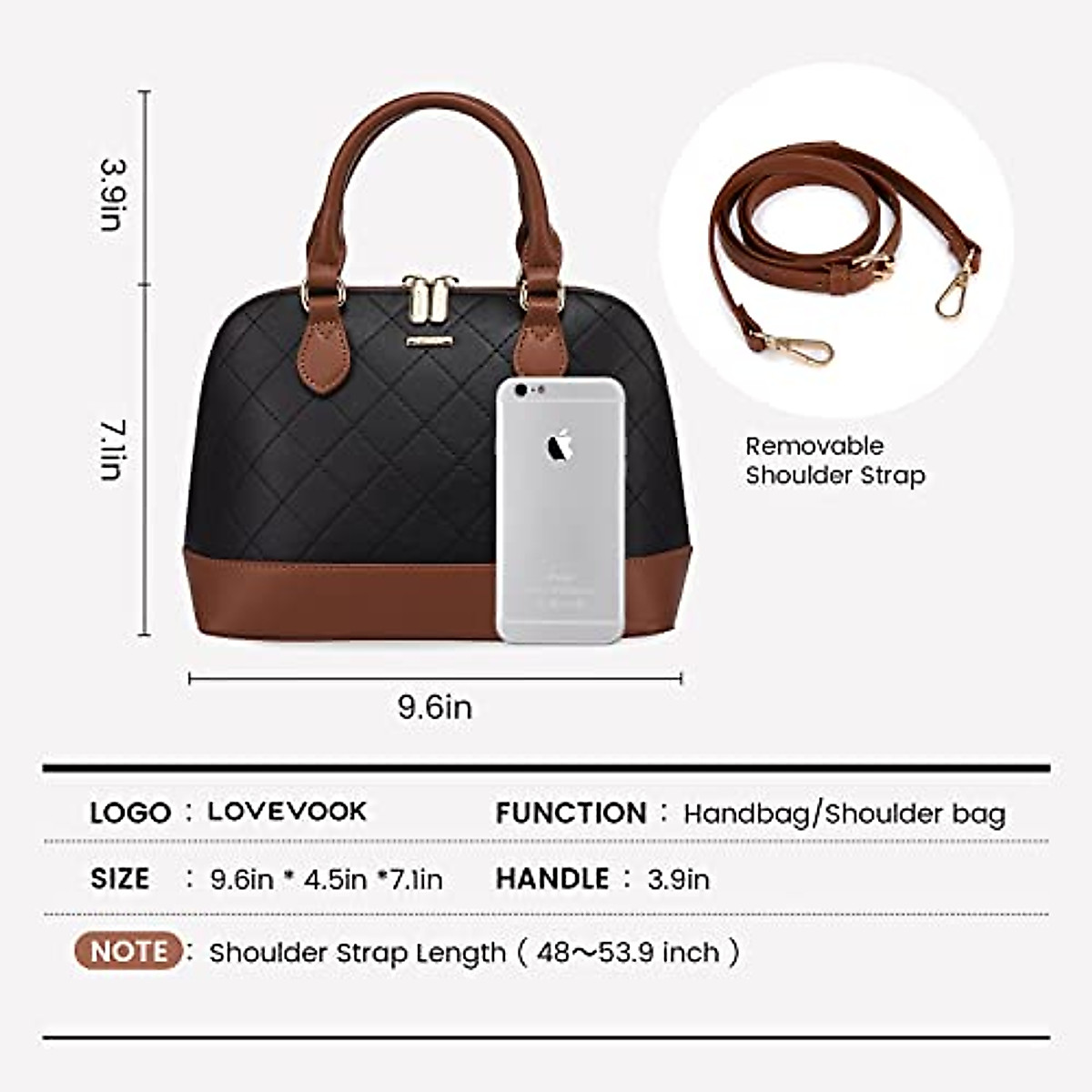 LOVEVOOK Small Purse Crossbody Bags for Women Quilted-Black/Brown