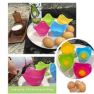 Trenton Gifts Eggs'pert Egg Poacher | Set of 4 | Silicone Egg Poachers for Microwave or Stovetop | BPA Free