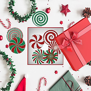 8 Pieces Christmas Candy Diamond Coasters with Holder 5D DIY Christmas Candy Diamond Art Coasters for Drinks Diamond Arts Kits for Christmas Holiday Gift