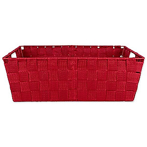 DII Woven Nylon Trapezoid Storage Bin, for Home, Office, Closets, & Everyday Storage Needs, Red, Tray