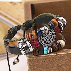 Trenro Women Lady Bohemia Wind Beaded Multilayer Hand Woven Bracelet Jewelry