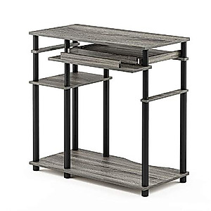 Furinno Abbott Computer Desk with Bookshelf, French Oak Grey/Black