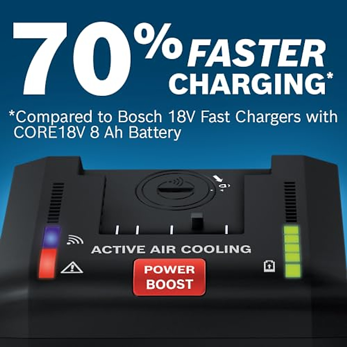 BOSCH GAL18V-160C 18V Hell-ion Connected-Ready Lithium-Ion 16 Amp Battery Turbo Charger with Power Boost, Black