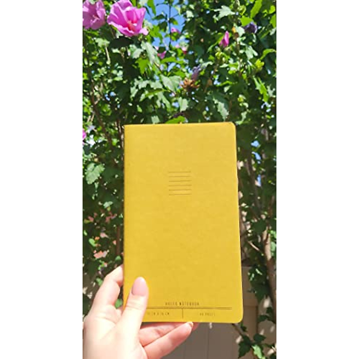 Designworks Ink 4.4" x 7.5" Flex Cover Notebook Journal with 48 Lined Pages, Lemon Yellow Notebook with Gold Foil Accents - Perfect for Office Work, Writing, and Journaling