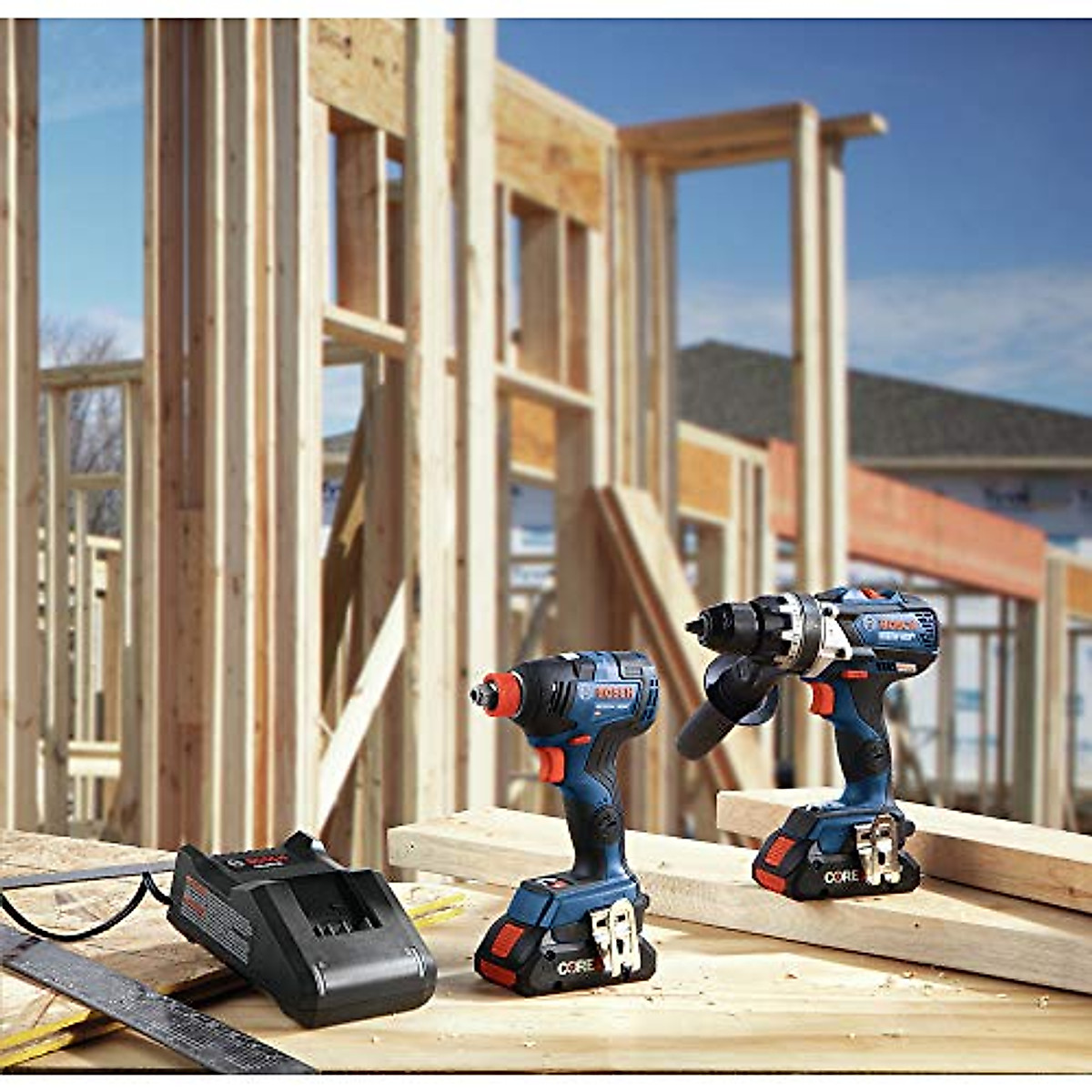 BOSCH GXL18V-224B25 18V 2-Tool Combo Kit with Connected 1/4 In. and 1/2 In. Two-In-One Bit/Socket Impact Driver and Brute Tough 1/2 In. Hammer Drill/Driver