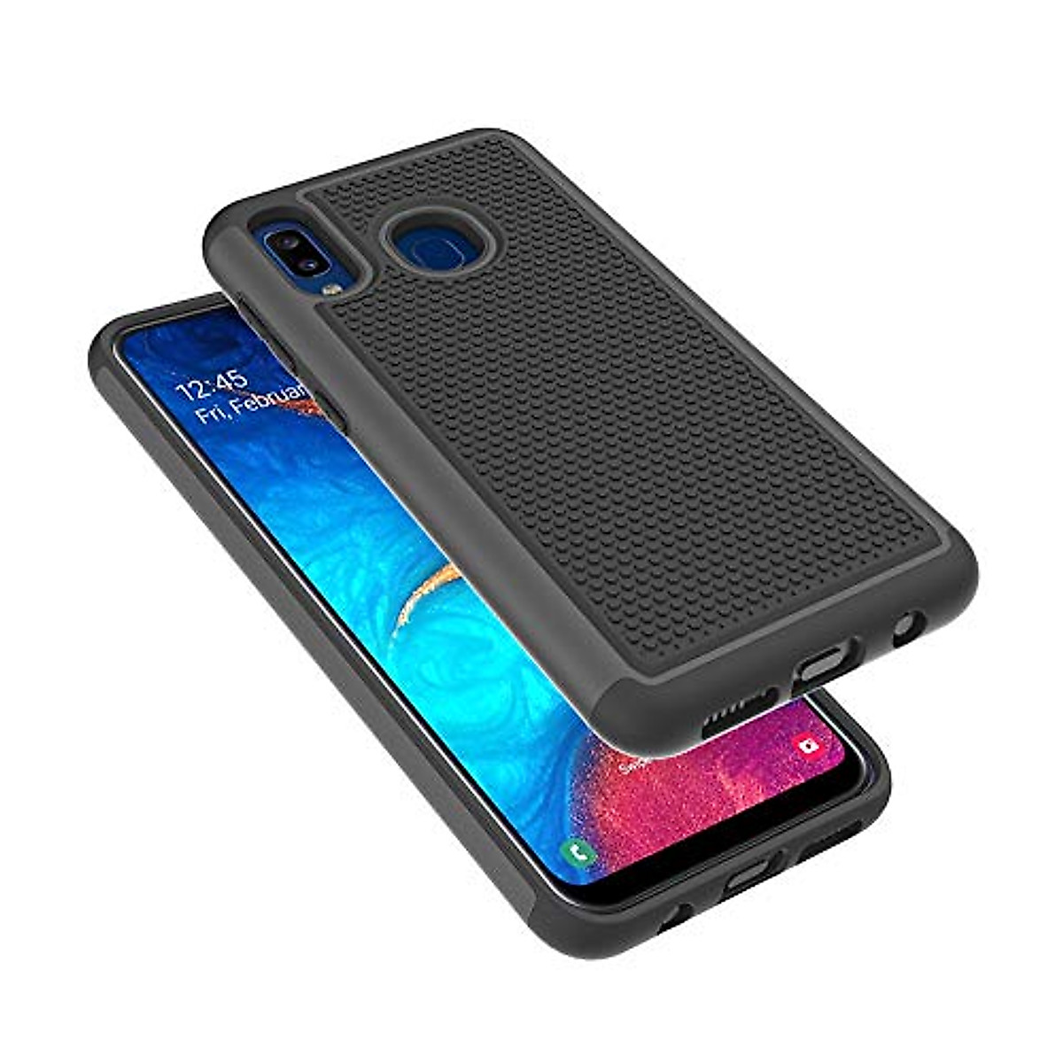 Dahkoiz for Samsung Galaxy A20/A30 Case with Tempered Glass Screen Protector, Dual Layer Drop Protection Cover Protective Phone Case for Samsung Galaxy A20/A30, Black