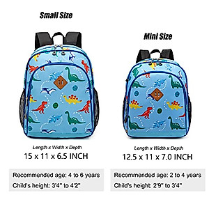 JinBeryl Toddler Backpack for Boys, 12 Inch Kids Dinosaur Backpack for Preschool or Kindergarten, Light blue