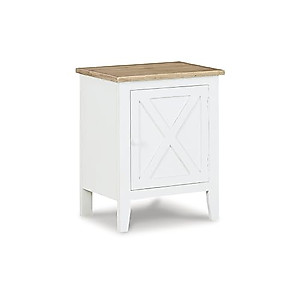 Signature Design by Ashley Gylesburg Farmhouse Accent Cabinet, End Table or Nightstand, 25" Tall, White