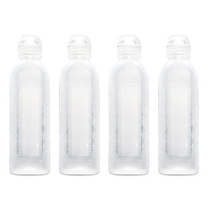 CHENSHUO Plastic Squeeze Bottle, Clear Condiment Squeeze Bottle, With Silicone Valve Non Return Cap,Suitable for Oil, Honey, BBQ Sauce and Condiments,18 OZ Anti Slip Squeeze Bottle,4 Pieces