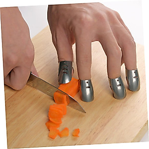 OKUMEYR 4pcs Thumb Protector Peeling Finger Guard Finger Guard Slicing Chef Finger Protector Finger Cutting Guard Finger Cutting Protector Finger Protectors Stainless Knife Guard Anti-cut