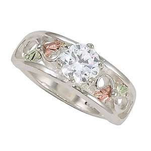 Round Cubic Zirconia Infinity Band, Sterling Silver, 12k Green and Rose Gold Black Hills Gold Size 7