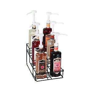 Dispense-Rite WR-BOTL-6 Six Compartment Wire Bottle Holder, 3-3/8" Diameter, Black Wire, 7-1/2" H x 8-1/2" W x 13-1/4" D