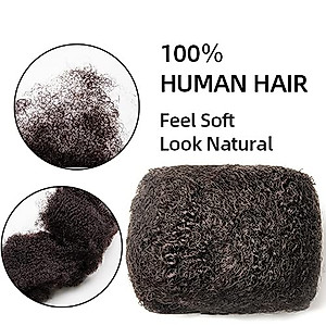 FAMILOCS Afro Bulk Human Hair 10 Inch 5 Packs 150g Afro Curly Hair Bulk for Making Locs, Repair Dreadlocks, Twist Braiding, #1B Natural Black Color Can be Dyed and Bleached, with Crochet Hook and Comb