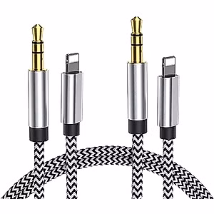 Aux Cord for iPhone,[Apple MFi Certified]2 Pack Lightning to 3.5mm Headphone Jack Adapter for iPhone 14 Pro 13 12 11 XS XR X 8 7 6 for Car Home Stereo,Speaker,Headphone,Support All iOS 3.3FT Silver