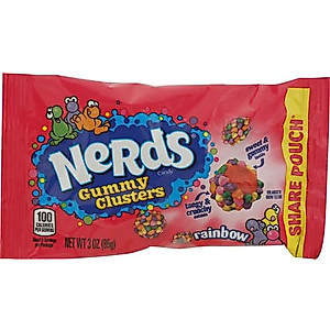 Nerds Gummy Clusters Candy, Rainbow, 3 Ounce Pouches (Pack of 12)