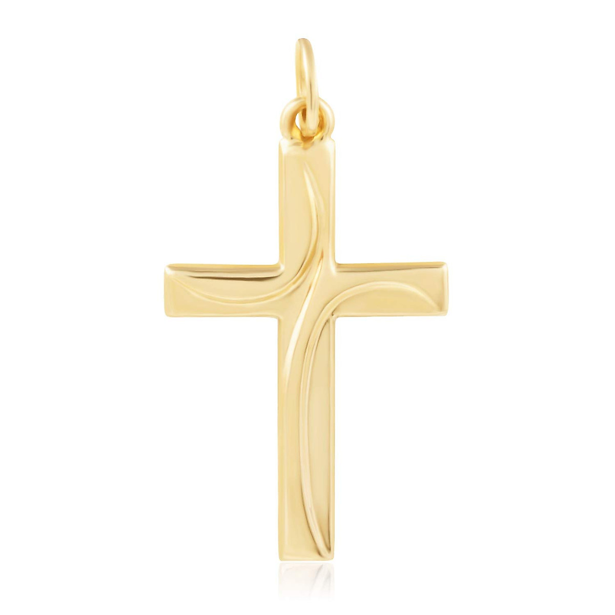 JULIETTE COLLECTION 14K Yellow Gold Embossed Swirl Cross Religious Pendant/Charm for Men and Women