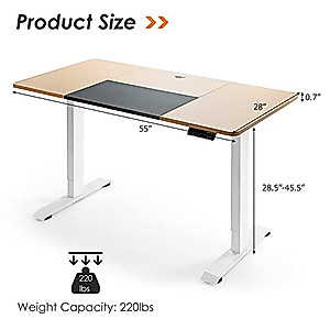 ERGOMASTER Electric Adjustable Standing Desk Home Office sit Stand Motor Height Adjustable Computer desks Table with Splice Tabletop for Working Gaming 55 x 28 inch