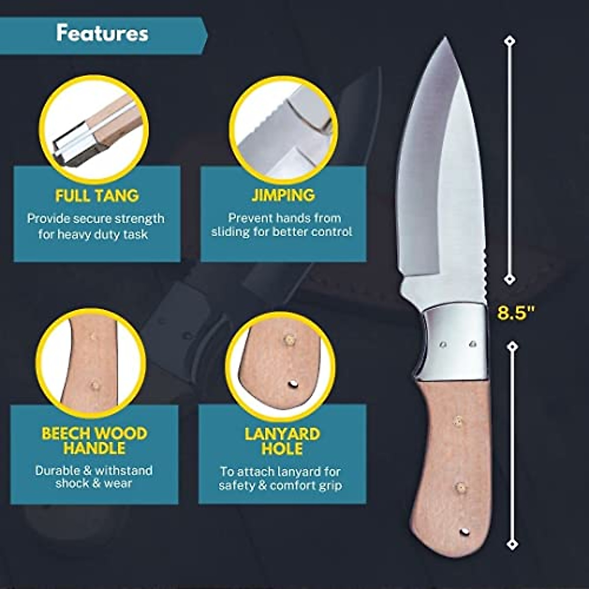 Knife Making Kit DIY Gift for Men - Gift Set, Complete Tools, & Accessories to Make Knife, Stainless Steel Bushcraft Blade, Beginners Guide, Husband Boyfriend Dad Handwork Hobbies, Gift for Him