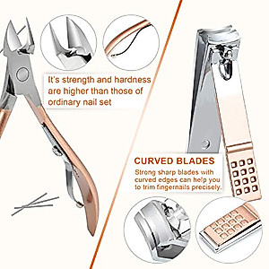 Manicure Set Nail Clippers Pedicure Kit, Professional Stainless Steel Personal Grooming Kit, 18 in 1 Nail Care Tools with Luxurious Leather Travel Case for men and women