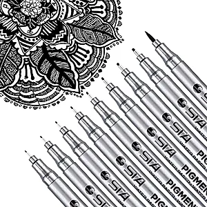 Dyvicl Black Micro-Pen Fineliner Ink Pens, Pigment Liner Multiliner Pens Micro Fine Point Drawing Pens for Sketching, Anime, Manga, Artist Illustration, Journaling, 9 Pieces