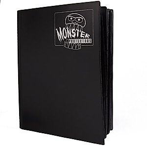 Monster 9 Pocket Trading Card XL Binder - Matte Black Album, Anti-Theft & Anti-Drop TCG Protection w Side Loading Padded Pockets, Double Sided, Holds 720 Cards, For Sport, Gaming, Kpop, Christmas Gift