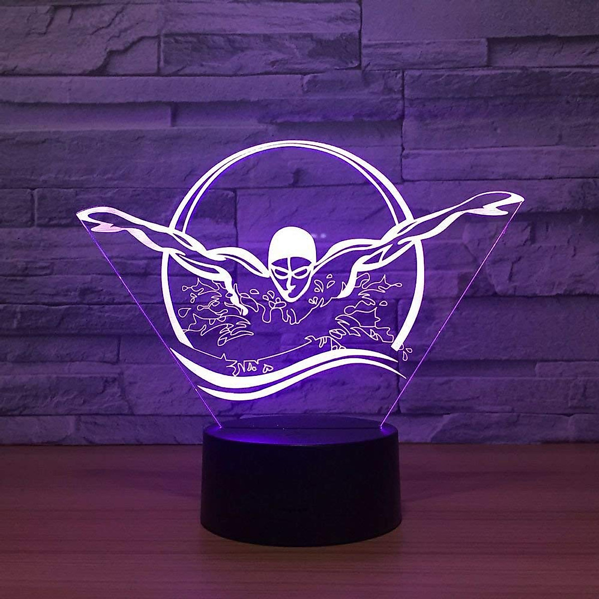 HPBN8 Ltd Creative 3D Swimming Night Light USB Powered Touch Switch Remote Control LED Decor Optical Illusion 3D Lamp 7/16 Colors Changing Children Kids Toy Christmas Xmas Brithday Gift
