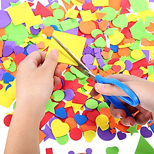 1500 Pieces Self Adhesive Foam Stickers Mini Geometry Shapes EVA Foam Stickers for Kids DIY Art Craft, Circle, Square, Triangle, Heart, Pentagram