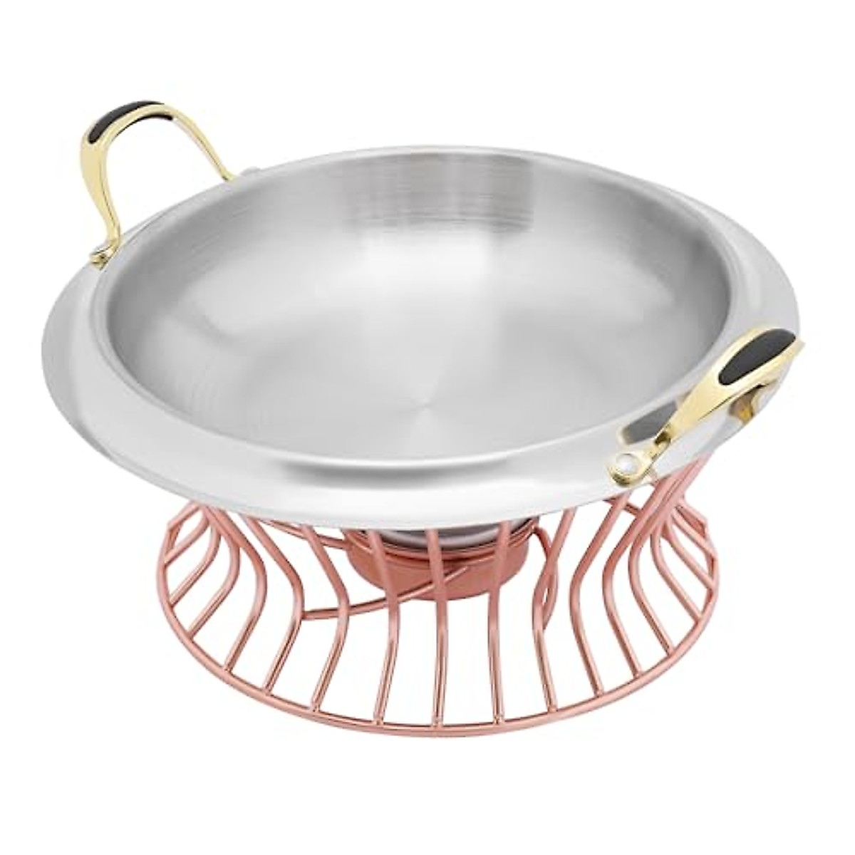 PaNeTnya 2L/2.11qt Round Chafing Dish Buffet Set,Stainless Steel Chafer Buffet Catering Chafers,Food Warming Tray for Parties,Graduation,Events (Red Copper)