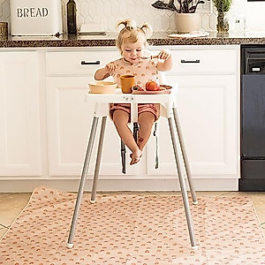 Tiny Twinkle Mess-Proof Splat Mats for Under high Chairs or Table Cover Art Projects for Baby and Toddler - Waterproof, Washable Floor or Table Splash mat 51" x 51" (Boho Rainbow)