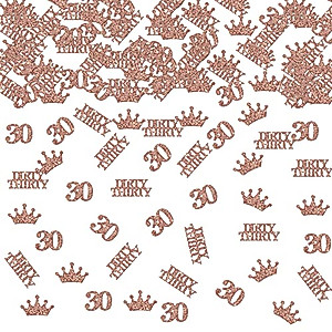Ambishi 120pcs Rose Gold Glitter Dirty Thirty Confetti, Happy 30th Birthday Party Table Decoration for Women, Dirty 30 Table Confetti