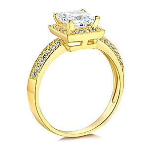 14k Yellow Gold Solid Princess Square Wedding Engagement Ring - Size 7