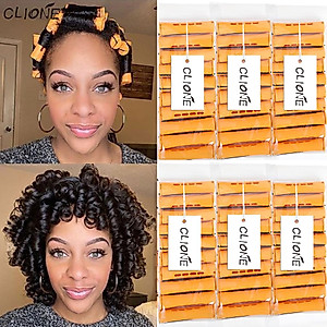 CLIONE 60pcs Perm Rods Set for Natural Hair Plastic Cold Wave Rod Non-Slip Hair Rollers 0.87 Inch Orange Perm Rods for Long Short Hair Curling Rods Hair Perms for Women Hair Curlers DIY Tools