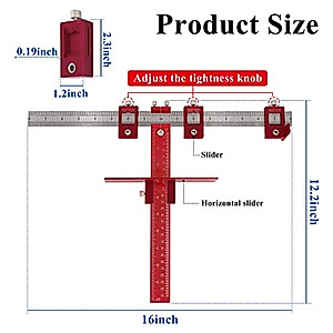 Cabinet Hardware Jig Tool/Template for Handles and Knobs on Doors and Drawer Fronts - Red Stainless Steel