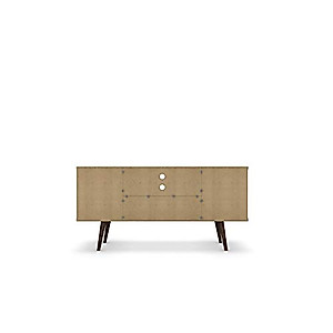 Manhattan Comfort Liberty Mid Century Modern TV Stand for Televisions up to 60 Inches, Bedroom and Living Room Entertainment Center with Storage, Shelves, and Cabinet, 63" Wide, White