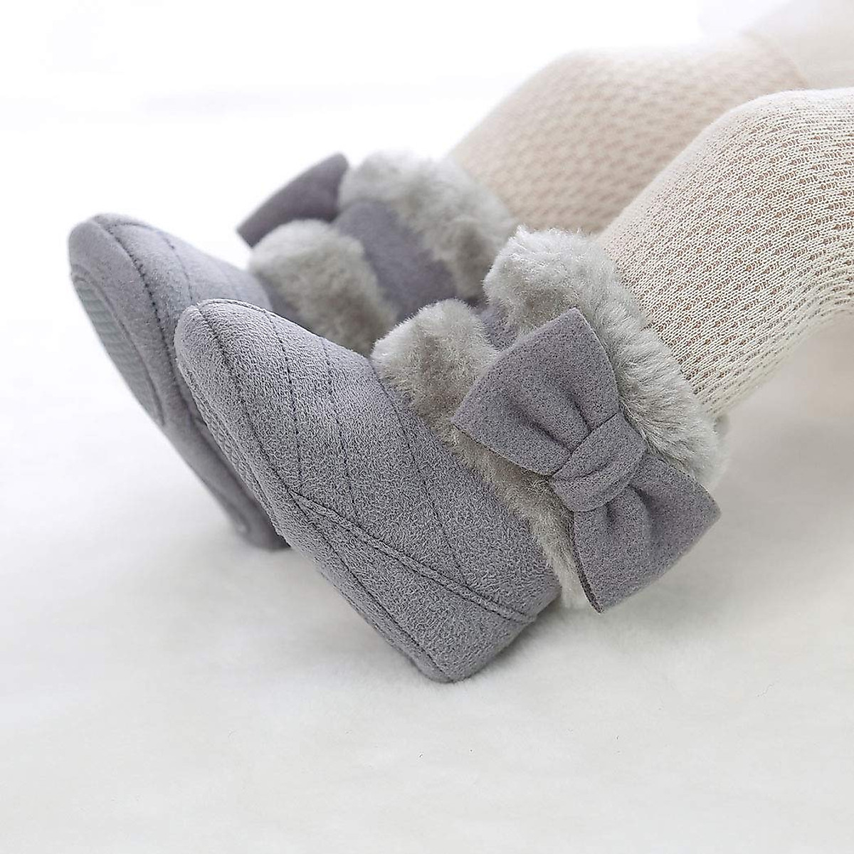 BABITINA Infant Boots Winter Baby Girl Shoes Soft Sole Anti-Slip Toddler Snow Warm Prewalker Newborn Boots(6-12 Months M US Infant,A-grey)