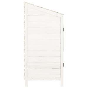 GOLINPEILO Wooden Garden Storage Shed, Outdoor Storage Cabinet, Garden Wood Tool Shed, Outside Wooden Shed Organizer for Yard, Patio, Deck and Porch, White 21.7"x20.5"x44.1" Solid Wood Fir