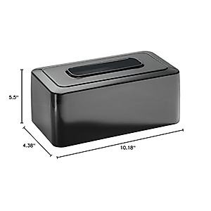 mDesign Metal Modern Tissue Box Cover Decorative Rectangular Facial Tissues Holder for Bathroom, Vanity, Countertop, Bedroom, Night Stand; Holds Tissue Boxes up to 4" Tall - Vivi Collection - Black