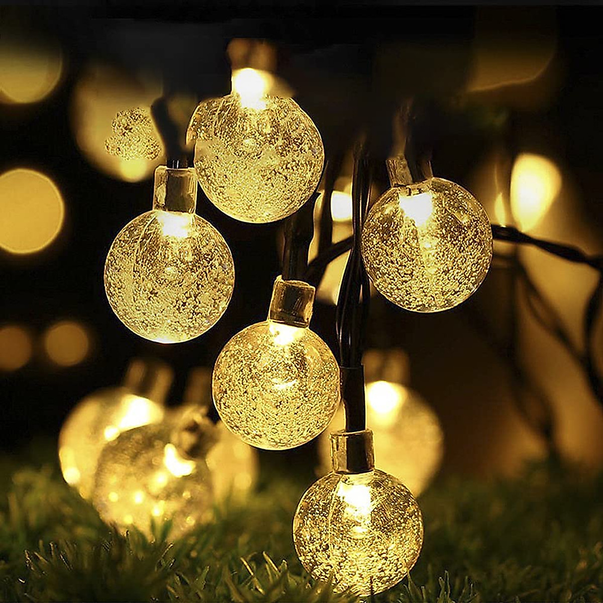 Garden Solar String Lights, 200 LEDs 72ft 8 Modes Waterproof Crystal Globe Balls Lighting for Outdoor Patio Lawn Garden Yard Decoration Wedding Holiday Home Party Wedding Christmas Decor (Warm White)