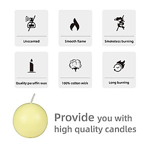 Zest Candle 6-Piece Ball Candles, 3-Inch, Ivory