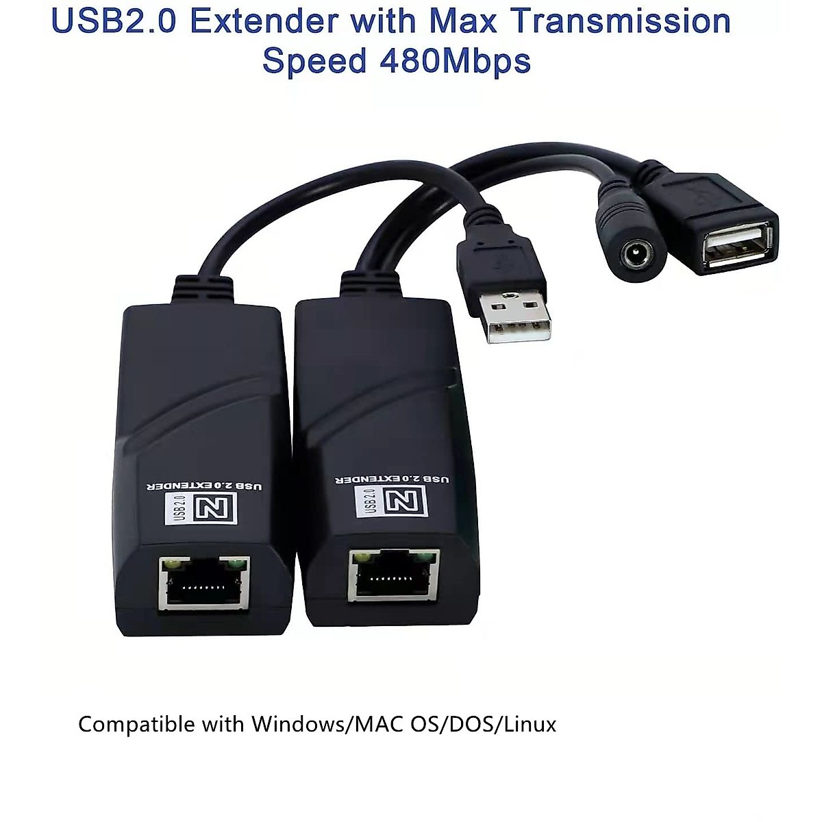 E-SDS USB 2.0 Extender to RJ45 Over Cat5 Cat5E Cat6 up to 328 Ft, USB Ethernet Extender Over Cat5/5E/6 Supports Windows/Mac/Vista, Plug and Play, No Driver Needed