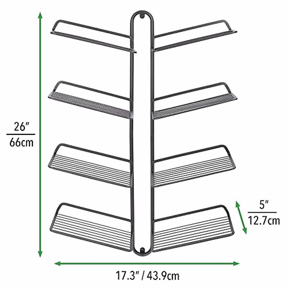 mDesign Modern Metal Shoe Organizer Display & Storage Shelf Rack - Hang & Store Your Collection of Kicks, Running, Basketball, Trainers, Tennis Shoes, Holds 16 Shoes, Wall Mount; 2 Pack- Graphite Gray
