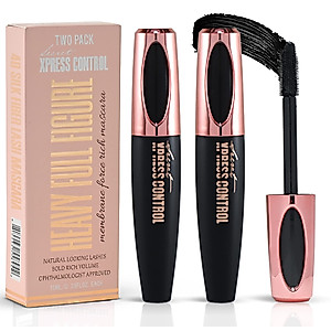 Secret Xpress Control 4D Silk Fiber Lash Mascara, Lengthening and Thick, Long Lasting, Waterproof & Smudge-Proof, All Day Exquisitely Full, Long, Thick, Smudge-Proof Eyelashes (2 Pack)