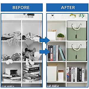 KITCSTI Storage Basket for Organizing, Large Fabric Foldable Organizer Bins with Handle for Shelves Toys Closet Clothes and Sundries, Cube