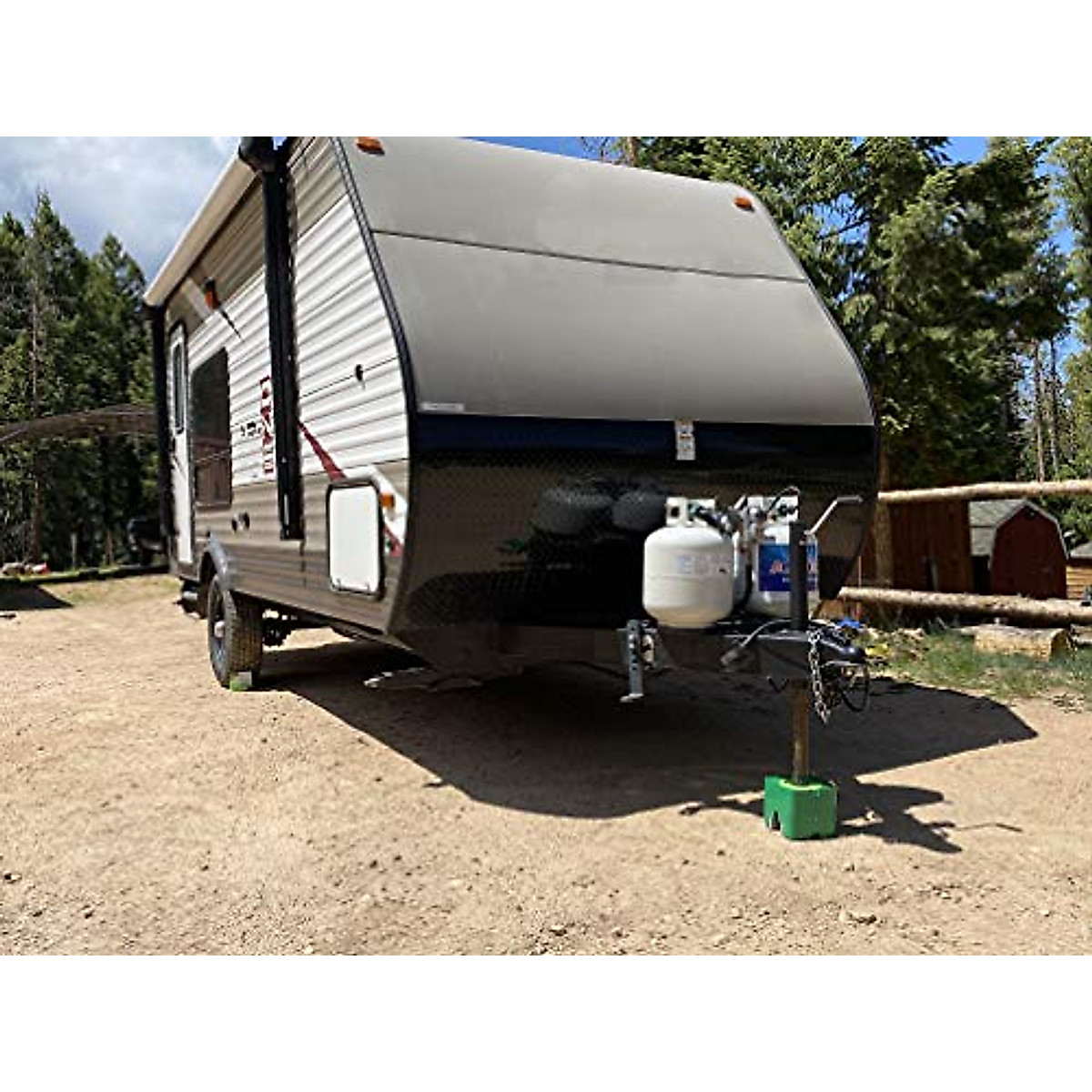 Dock N Stow Trailer Jack Block, RV Tongue Stand Stores on Frame, Fits Most Jack, Post, Foot, or Wheel, for Camper, Pop Up, Boat, or Travel Trailer, Green GEN1