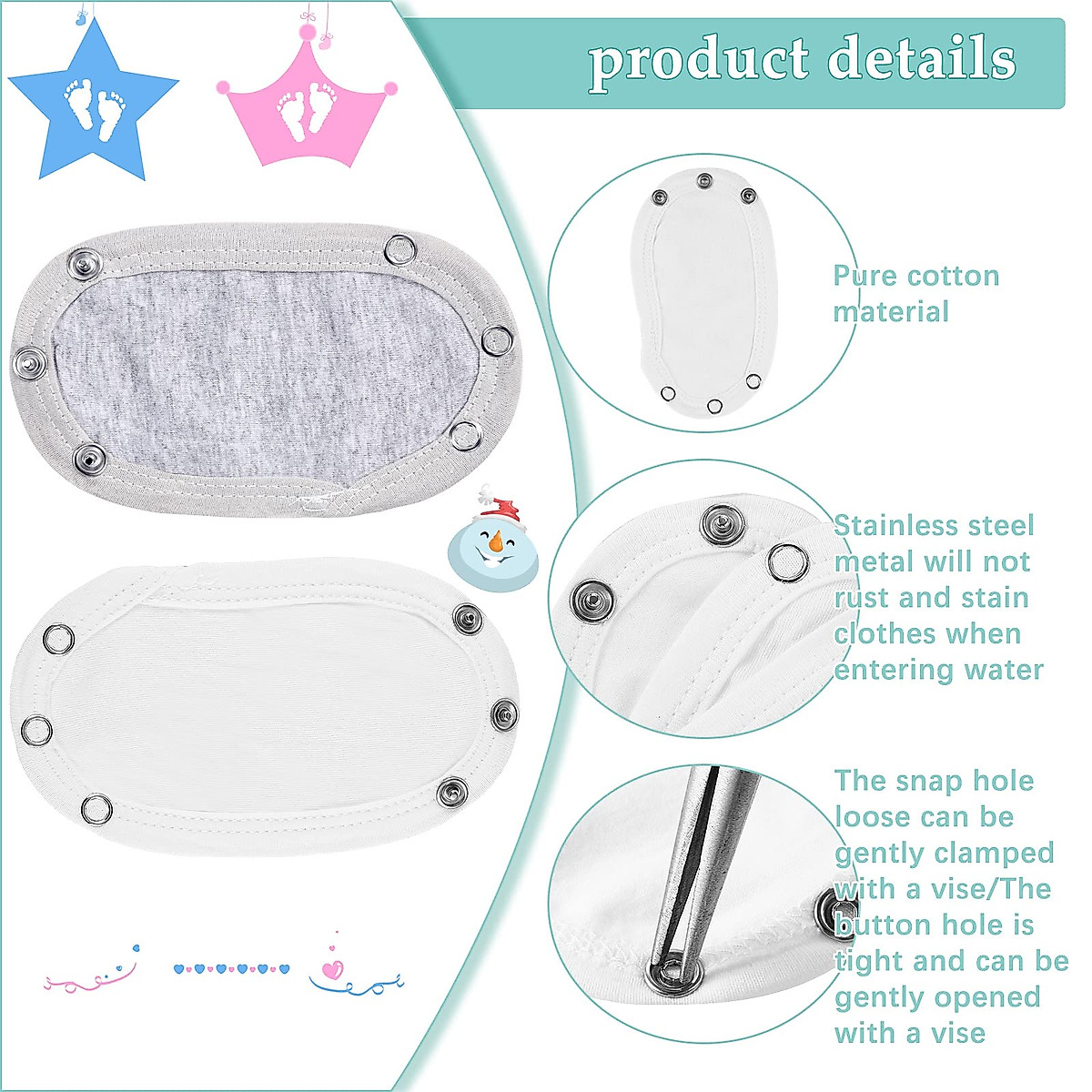 Bencailor 10 Pieces Bodysuit Extender for Baby Boys Girls Toddler Baby Bodysuit Extender