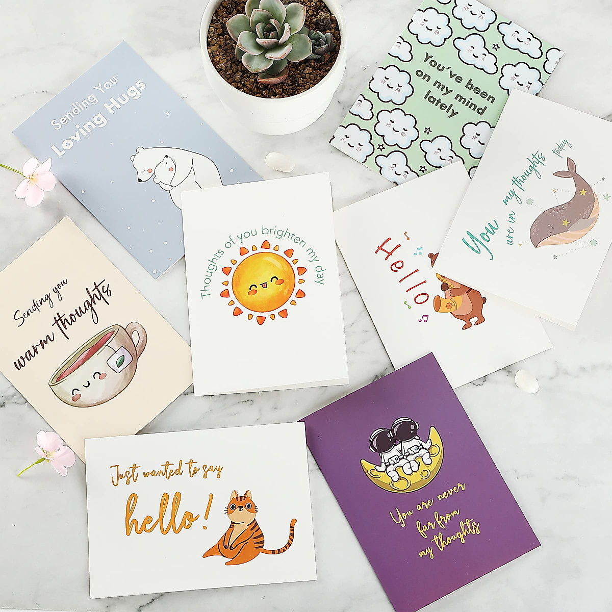 Mr. Pen- Thinking of you cards with envelopes, 20 Unique Design, Large 5”x7”, Thinking of You Card, Blank Inside, Greeting Cards Thinking of you, Encouragement Cards, Note Cards with Envelopes