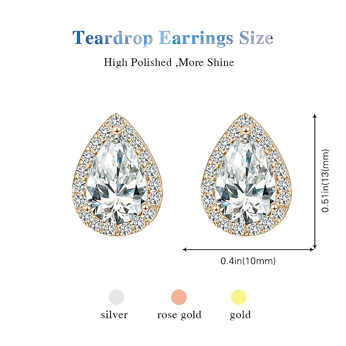 DHQH 4/6 Pairs Bridesmaids Earrings Classic Cubic Zirconia Teardrop Stud Earrings for Women Girls I Couldn’t Tie a Knot Without You Brides Bridesmaids Proposal Wedding Jewelry Gifts, D-gold(set of 6)
