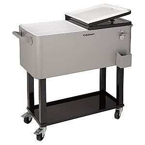 Cuisinart CCC-3517 Portable 80-Quart Outdoor Cooler Cart with Dual-Sided Lid, BBQ Cart with Bottle Opener (Fits 100 Cans or 50 Bottles)