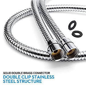 Blissland Shower Hose, 79 Inches Extra Long Stainless Steel Handheld Shower Head Hose with Brass Insert and Nut - Durable and Flexible(Chrome)