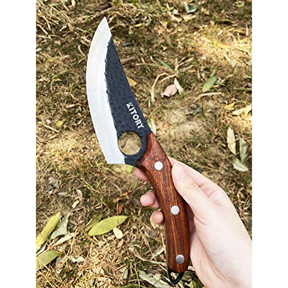 Kitory Meat Cleaver 6", Viking Knife Butcher Boning Knife Forged Fishing Fillet & Bait Knives, Full Tang Multipurpose Man Sharp Kitchen Chef Knife for Home, BBQ, Camping, Outdoor, Deboning, Survival